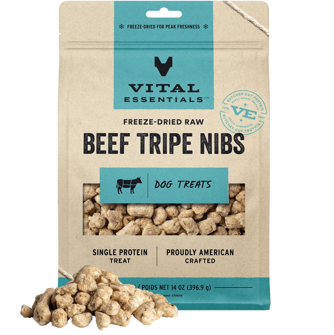 Vital Essentials Freeze Dried Beef Tripe Nibs 14 oz. – Healthy Pet Austin