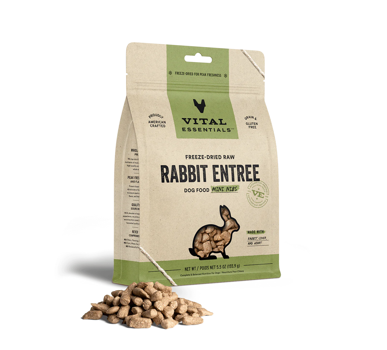Vital Essentials Freeze Dried Rabbit Entree Mini Nibs 5.5 oz. – Healthy ...